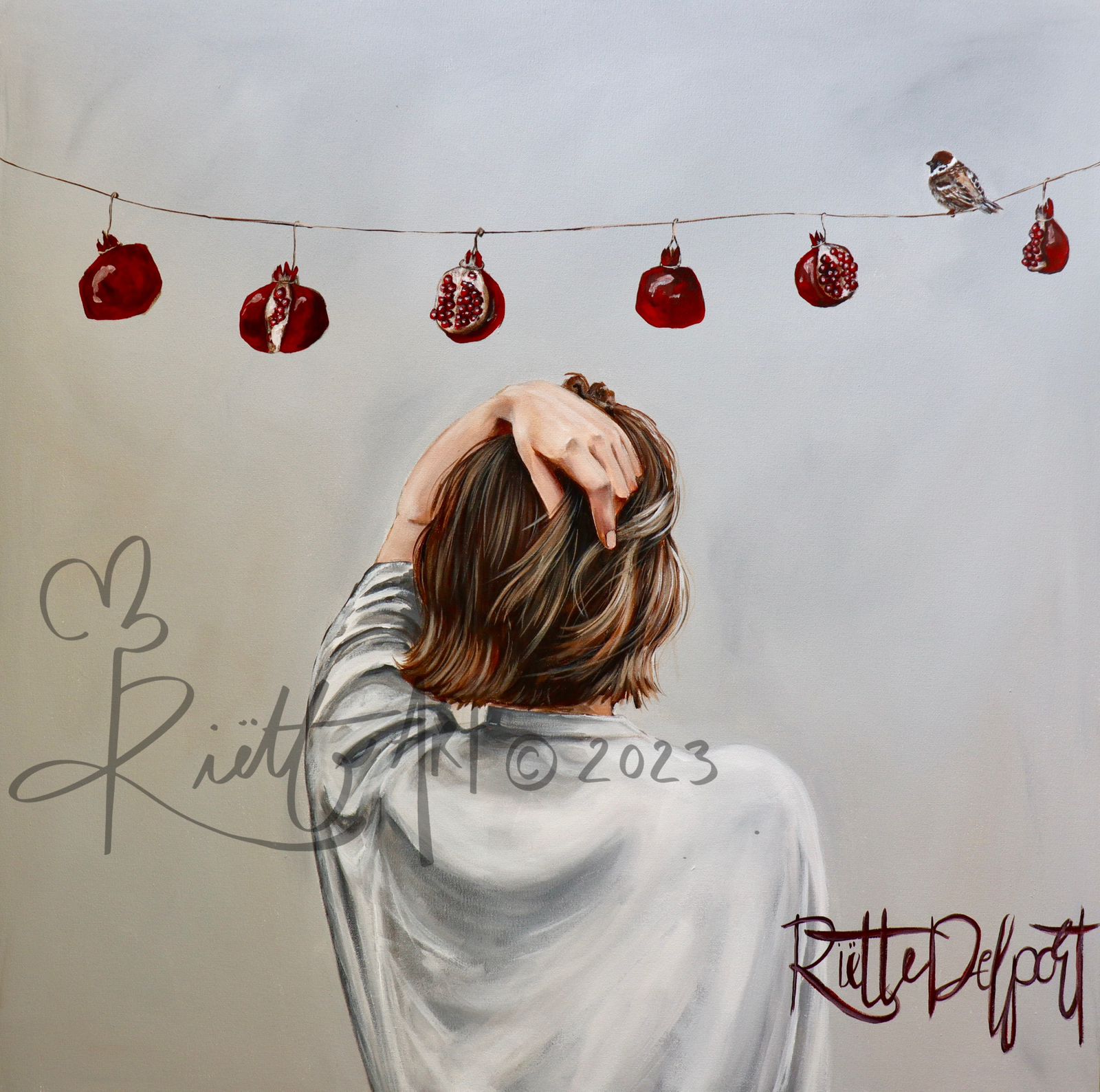 Hanging Pomegranates - Riette Delport Art